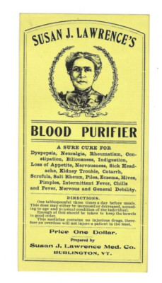 Old UNUSED Quack Medicine Label Susan Lawrence Blood Purifier ...