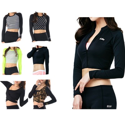 Belleap Rash Guard Womens Crop Top Long Sleeve Swimwear UV Protection ...