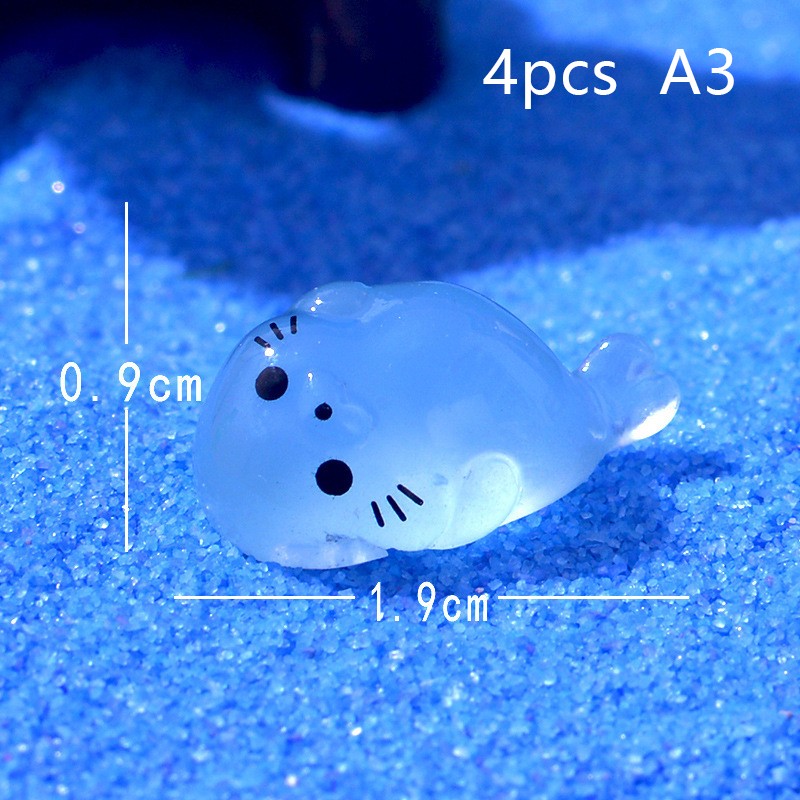 4 Pack Cute Glow In The Dark Mini Seals Resin Glow In The Dark Animal ...