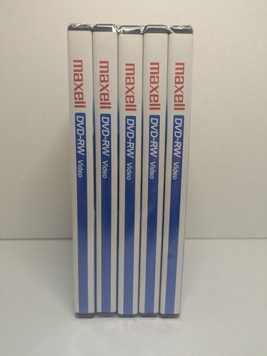 Maxell 5 Pack DVD-RW 120min 4.7GB Rewritable Disc Media Blank ...