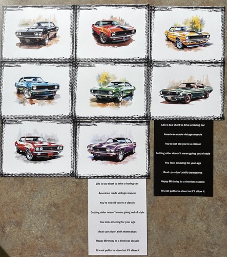 Whimsy stamps Classic Cars A2 Quick Card Fronts 5 1/2" x 4 1/4" Card ...
