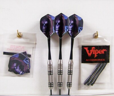 Darts Viper Silver Thunder 24 gram Steel Tip Dart Set with 6 Grim ...