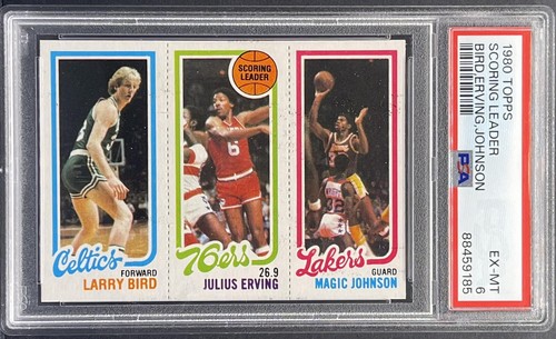 1980-81 Topps Larry Bird Magic Johnson Rookie Card RC Julius Erving PSA ...