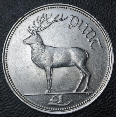 1996 IRELAND - 1 PUNT - COPPER-NICKEL - Red Deer / Irish Harp - Nice | eBay