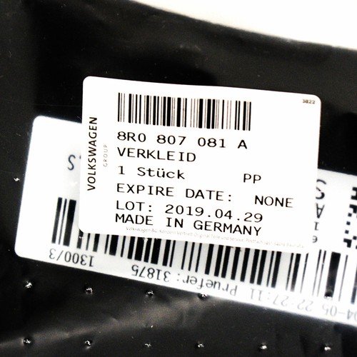 2014 Audi Q5 8R Front Upper Top Slam Panel Cover | 8R0807081A | Genuine OEM