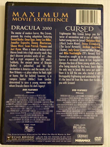 Dracula 2000/Cursed (DVD, 2011) Wes Craven Horror Werewolves Fright ...