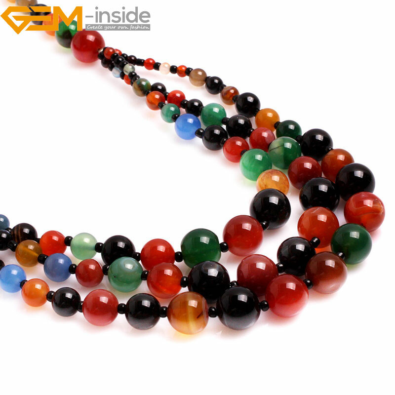 8-12mm Gemstones Beads Jewelry Beaded Princess Charm Necklace Women ...