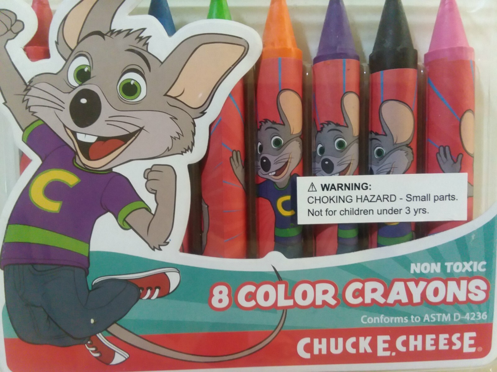 NEW ITEM-Chuck E Cheese 8 Piece Color Crayon Activity School Set Non ...