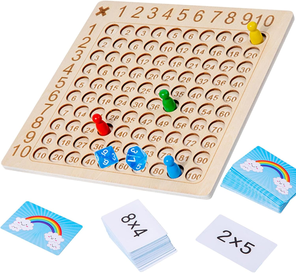 Wooden Math Multiplication Board,1X1 Learning Game,Multiplication Table ...