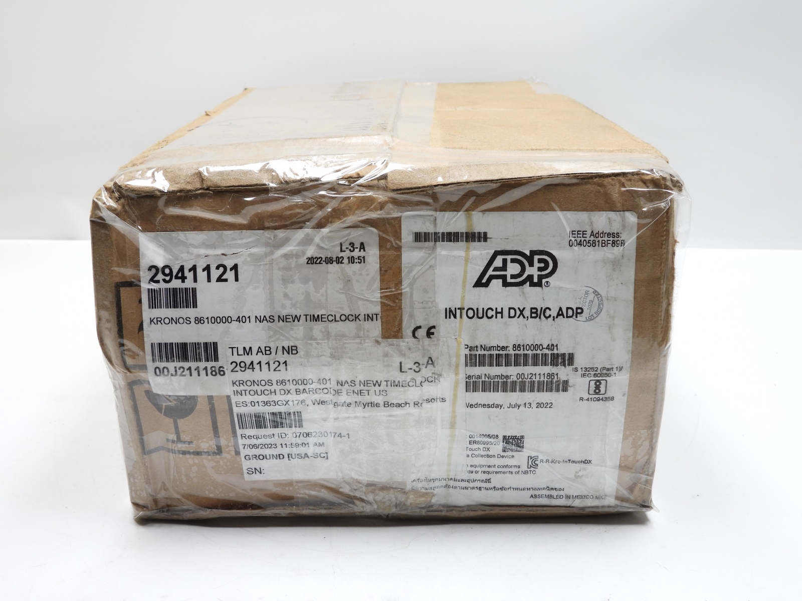 ADP Kronos Intouch DX Time Clock Barcode Enet 8610000-401 | eBay