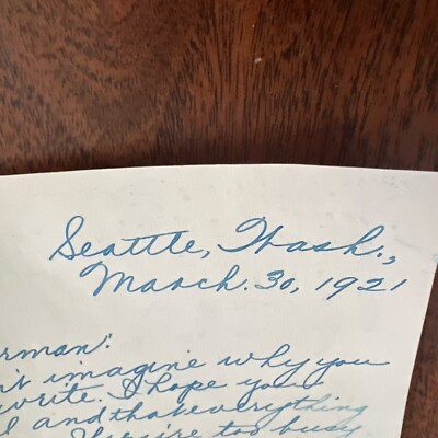 Seattle Washington 1921 Hand Written Cursive Letter Pike Place World ...