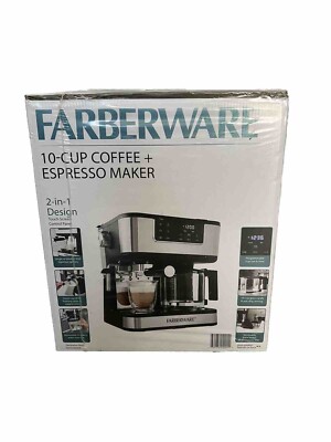 Farberware Dual Brew 10 Cup Coffee + Espresso Maker w/ Touchscreen ...