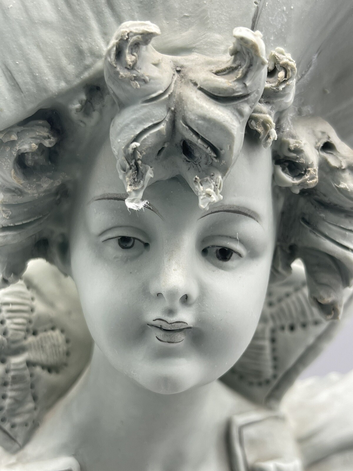 Vintage Beautiful Gray Statue, Victorian Style Maiden. DMANGED ! | eBay
