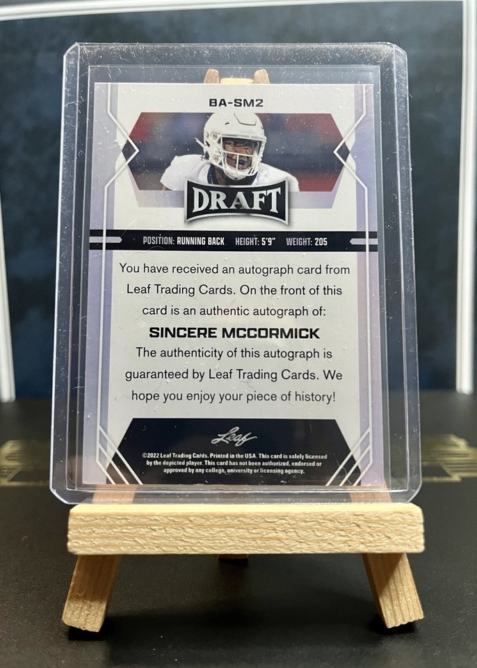 2022 Leaf Draft Sincere McCormick Rookie RC Auto Silver BA-SM2 Las ...