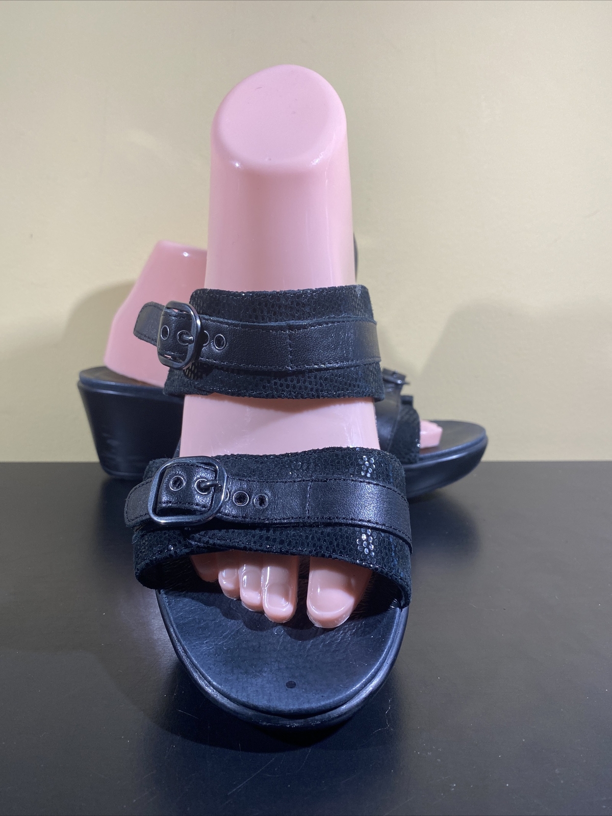 Dansko Jessie Lizard 2 Strap Adjustable Black Leather… - Gem