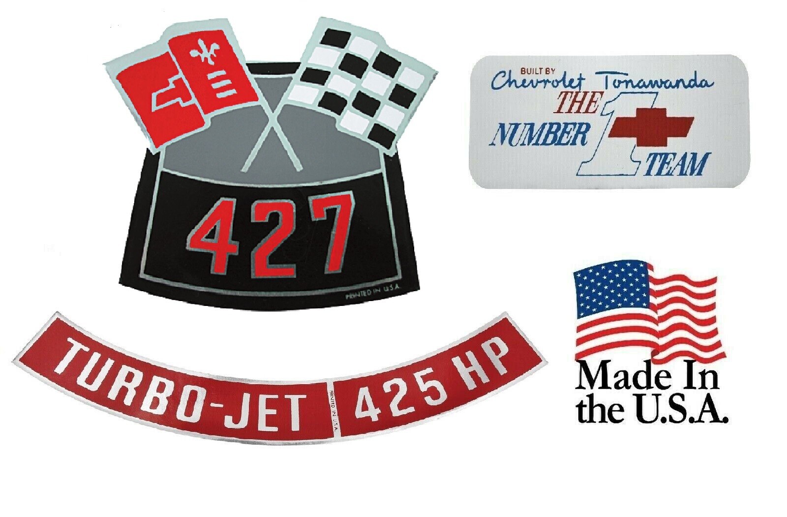 1966-1972 Corvette 427/425 Air Cleaner Decals with Valve Cover Decals ...