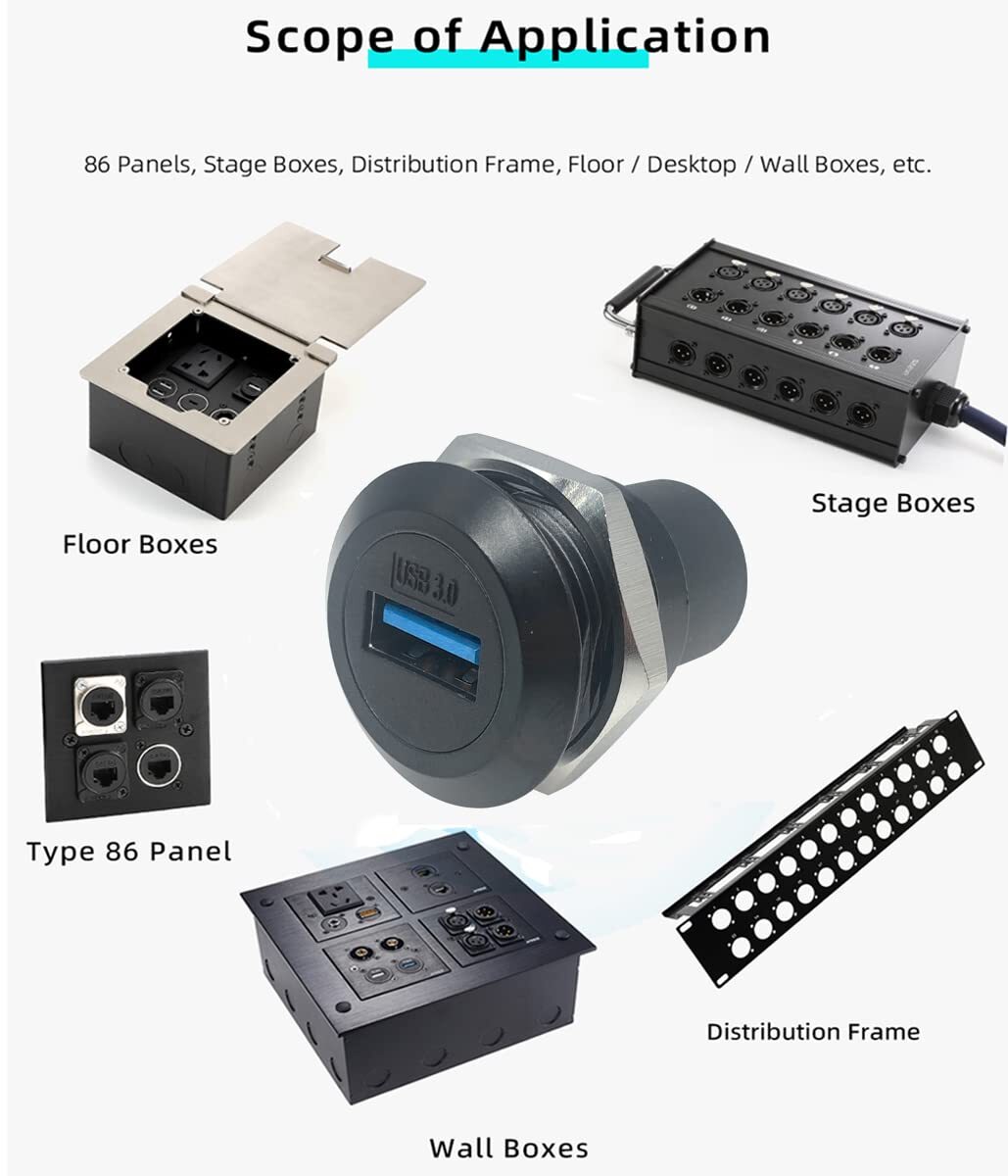 PENGLIN 2PCS USB 3.0 Panle Mount CouplerUSB 3.0 Socket Female to Female ...