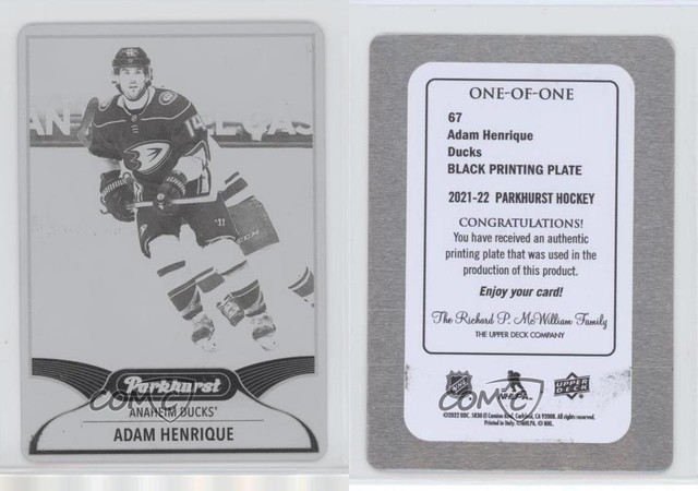 2021-22 Upper Deck Parkhurst - Printing Plate Black #67 Adam Henrique ...