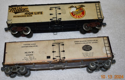 PREWAR (2) O SCALE REEFER CARS - MEERCHANTS DISPATCH AND MILLER BEER ...