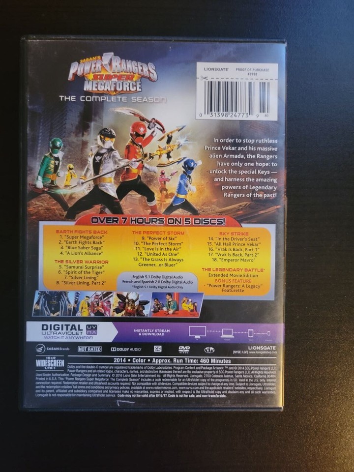 Power Rangers Super Megaforce: the Complete Season DVD *MISSING LAST ...