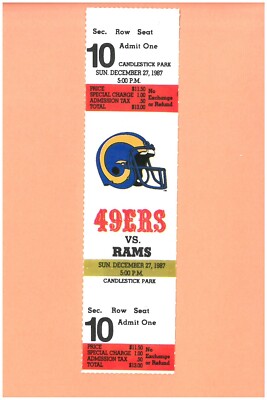 Jerry Rice record breaker 22 TD in single season 1987 ticket SF 49ers ...