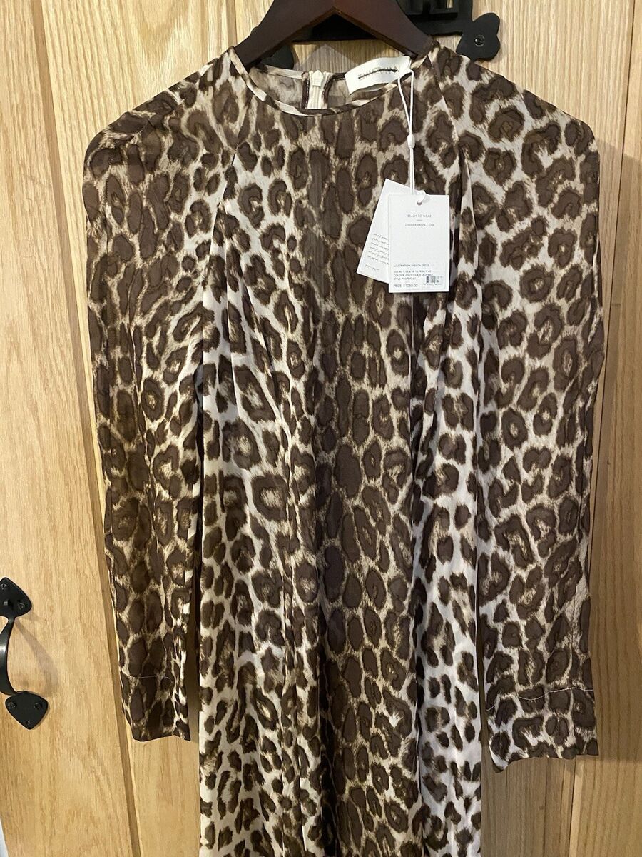 Zimmermann Leopard Print Long-Sleeve Maxi-Dress Size 1 Au/us Zimmermann Leopard Print Long-Sleeve Maxi-Dress Size 1 Au/us