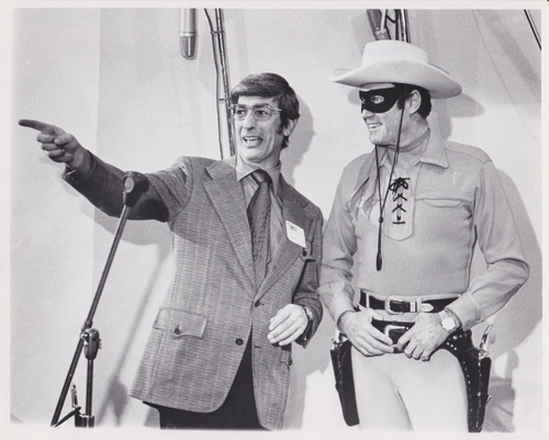 1973 Press Photo "Lone Ranger" Actor Clayton Moore, Radio Soundman Tony ...