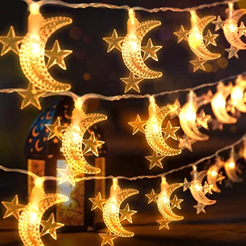Ramadan & Eid Star & Moon String Lights – 40 LED, 20ft Moom&star Light ...