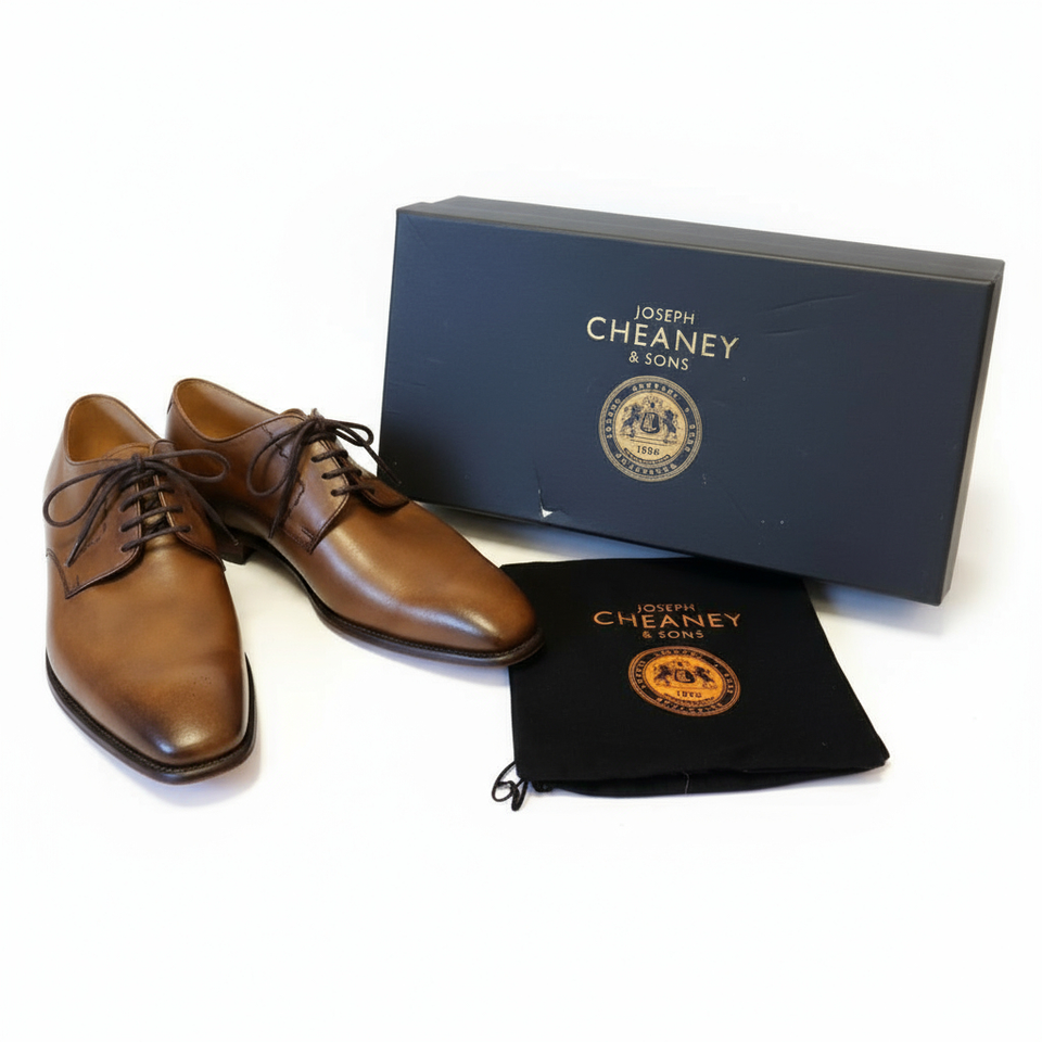 Joseph Cheaney & Sons Mens Aiden Mahogany Leather Derby Shoes UK 9.5 ...