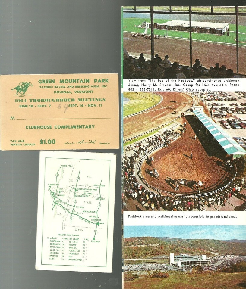 Pownal VT Green Mountain Race Track Brochure Lot VTG 1960s Horse Racing ...