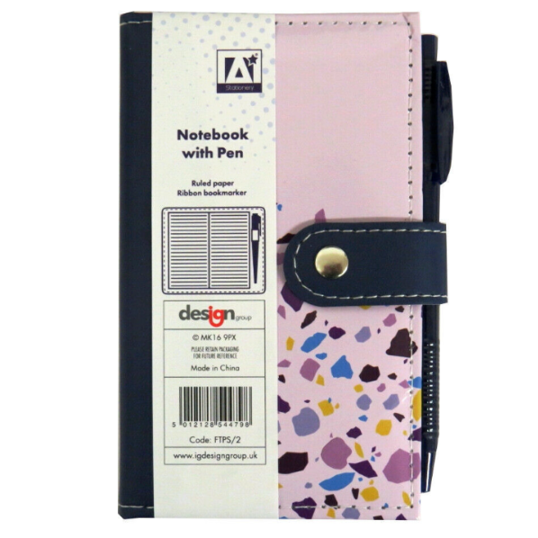 Notebook with Pen Soft Cover Pocket Purse Small Button Close Lined A6 ...