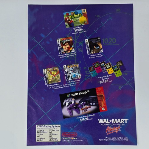 Nintendo 64 N64 GameBoy Color Wal-Mart Mario Print Ad/Poster Official ...