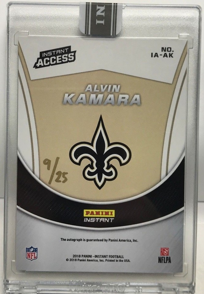 Alvin Kamara 2017 Panini Instant Access All RC Autograph Auto #'d 9/25 ...