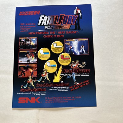 nos Original Snk Neo Geo Fatal Fury Wild Ambition Hyper 64 Flyer Arcade ...