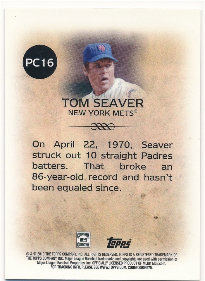 TOM SEAVER 2010 TOPPS WAL-MART PLATINUM LEGENDS CHROME #PC16 NEW YORK ...