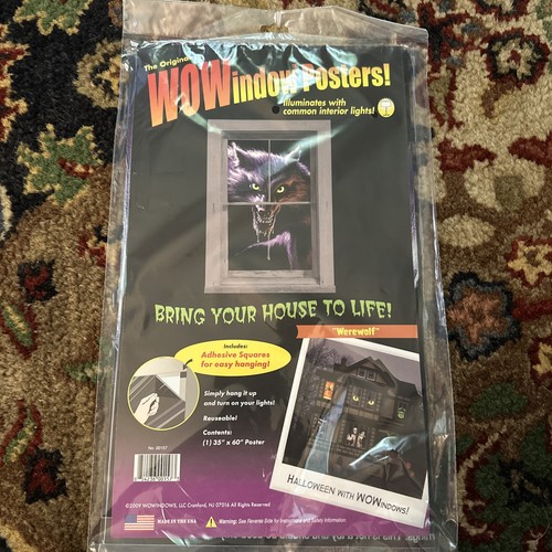 Wowindow Halloween Window Poster Werewolf 35” X 60” Reusable Illuminate ...