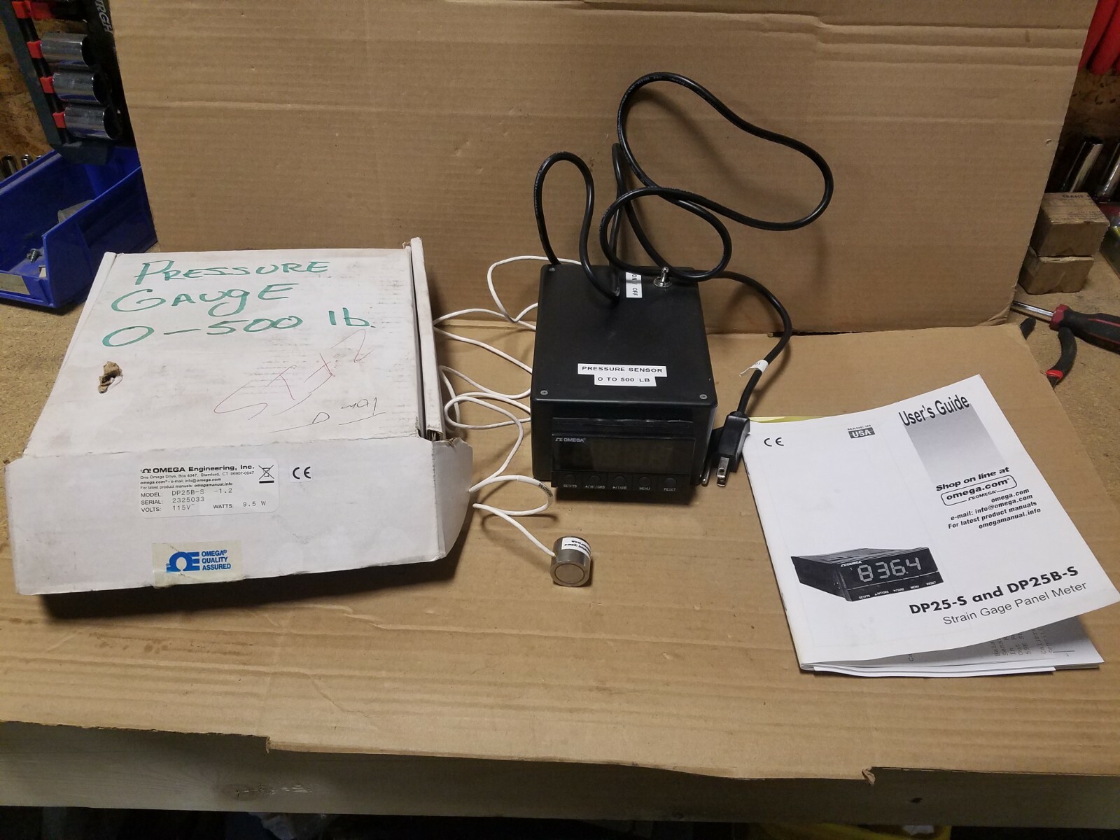 OMEGA PRESSURE GAUGE 0-500 LBS. #DP25B-S STRAIN GAUGE PANEL METER S13 ...