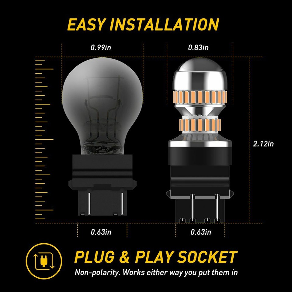 AUXITO Error-Free 3157 3457 4157 3757 LED AMBER Turn Signal Light Bulb ...