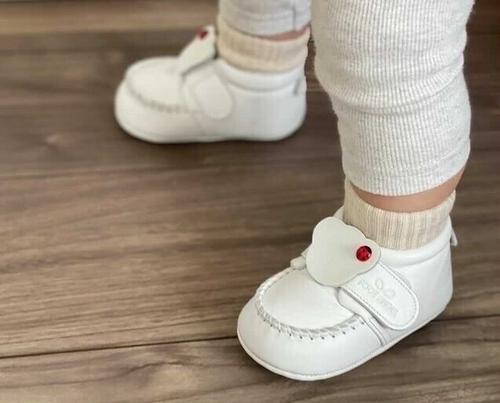 Baby First Step Shoes Foot Angel White Leather Cowhide Handmade Japan ...
