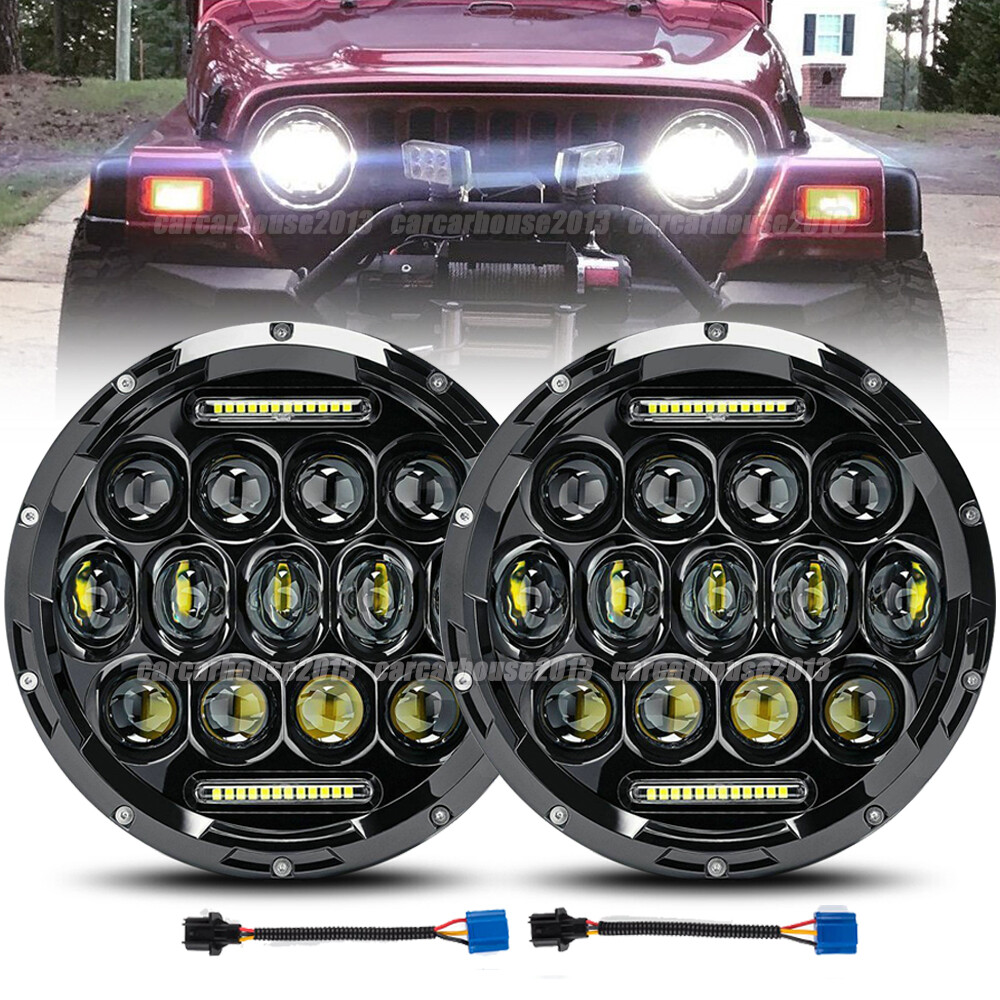 For Military Humvee Headlights LED M998 Pair Head Light High-Low 75W 7 ...