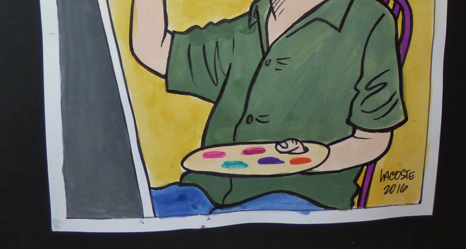 Cuba Artist JORGE ARCHE / Signed Drawing by LACOSTE Shows JOSE MARTI ...