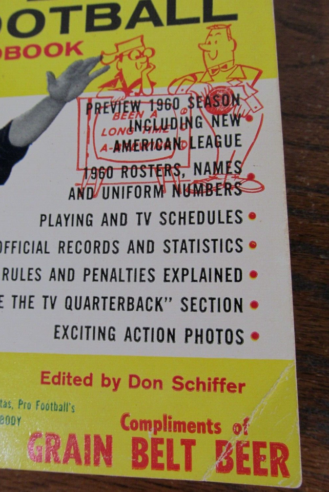Vtg 1960 Pro Football Book Compliments Grain Belt Beer Brewing Co ...