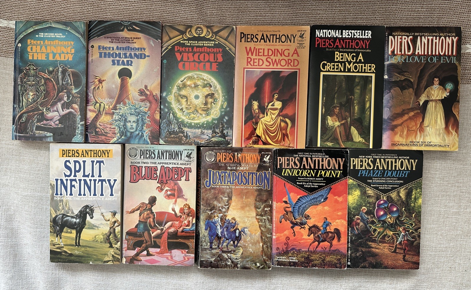 Lot of 11 Fantasy Paperbacks by Piers Anthony, Cluster, Apprentice ...
