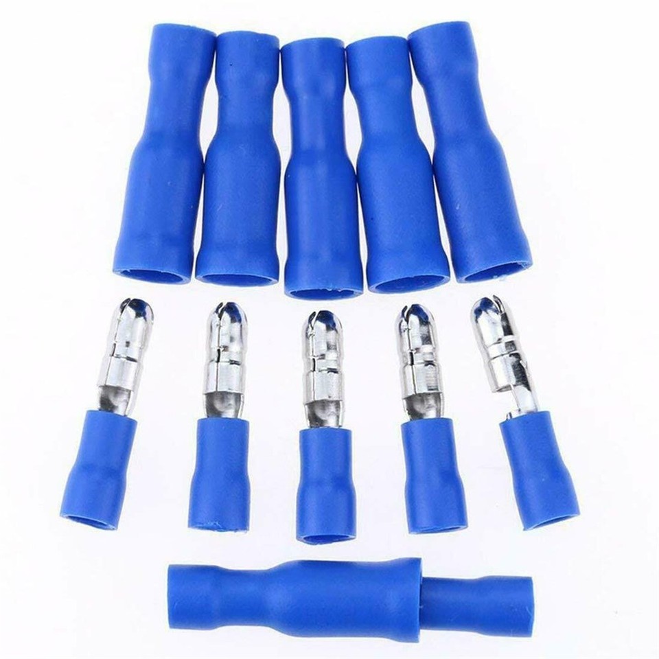 100PCS Blue Bullet Connector Insulated Crimp Terminals for Electrical ...
