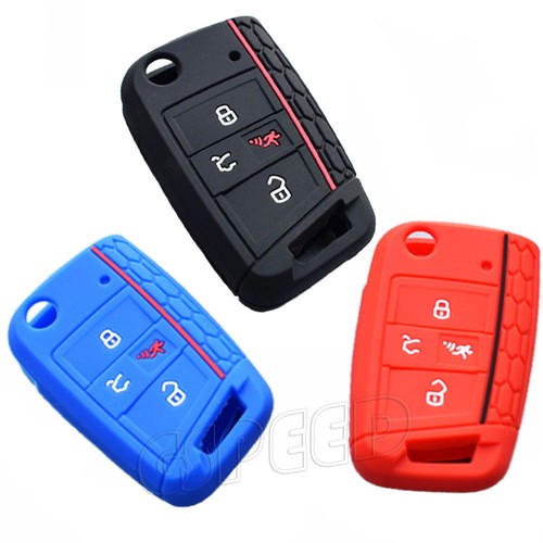 Silicone Key Case Fob Cover For VW Golf 7 MK7 Polo 4 buttons Skoda ...