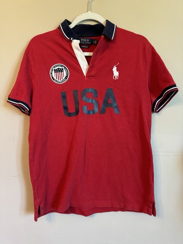 Polo Ralph Lauren USA Red Polo United States Of America Crest Mens Med ...