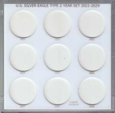 Capital Holder For US American Silver Eagle Coin Year Set 2021 2029 ...