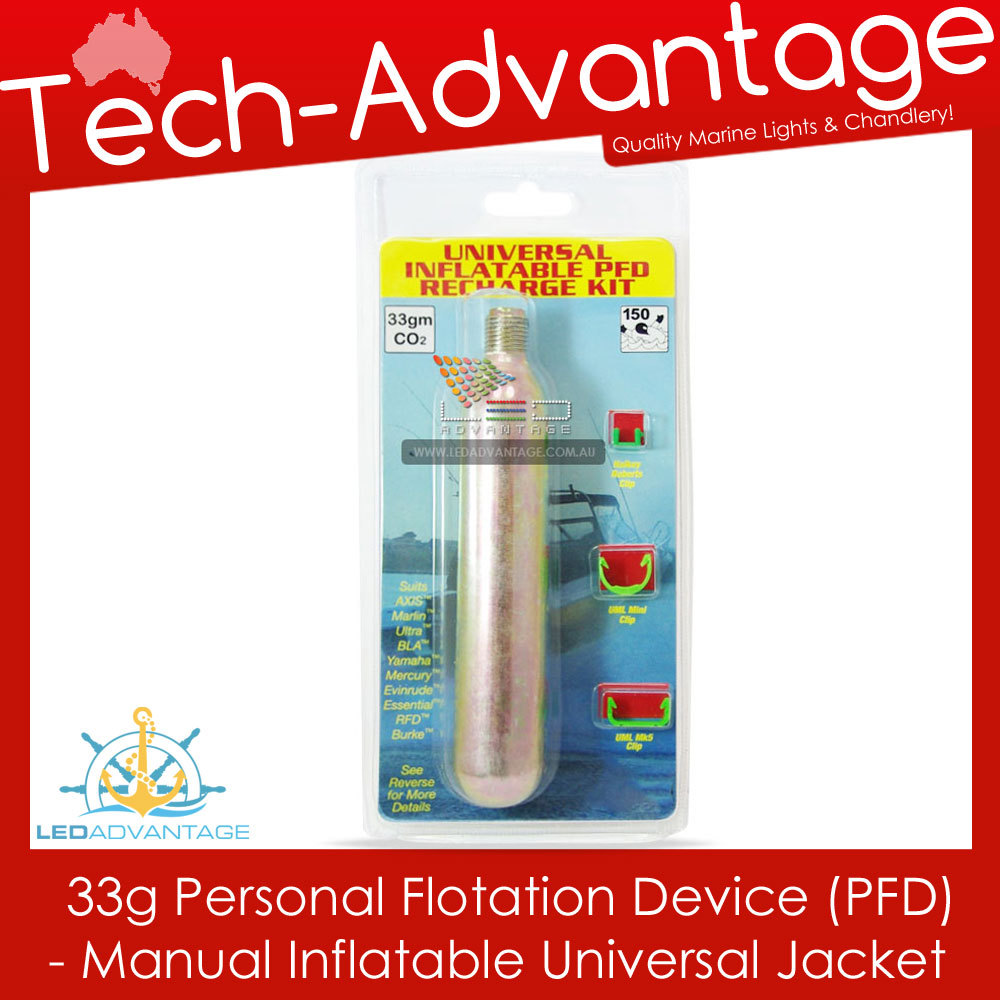 Life Jacket PFD Inflatable Safety UNIVERSAL Gas Cylinder 33g 150N ...