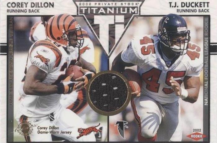 2002 Private Stock Titanium - Corey Dillon, T.J. Duckett #115 /750 (MEM, RC) for sale online | eBay