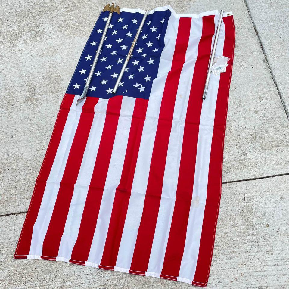 US Flag Set outdoor Flag Polewith American Flag USA American Eagle ...